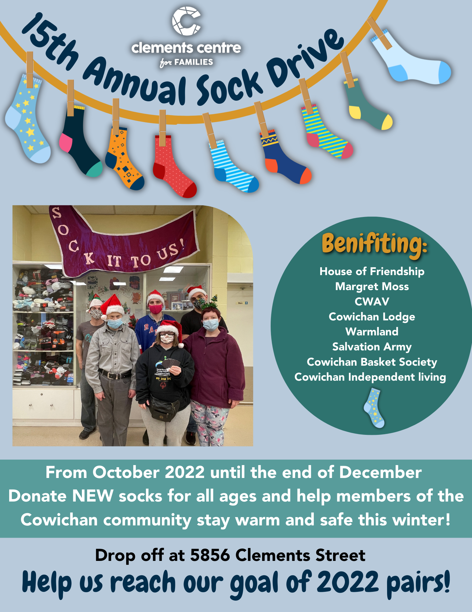 Annual Sock Drive - Clements Centre